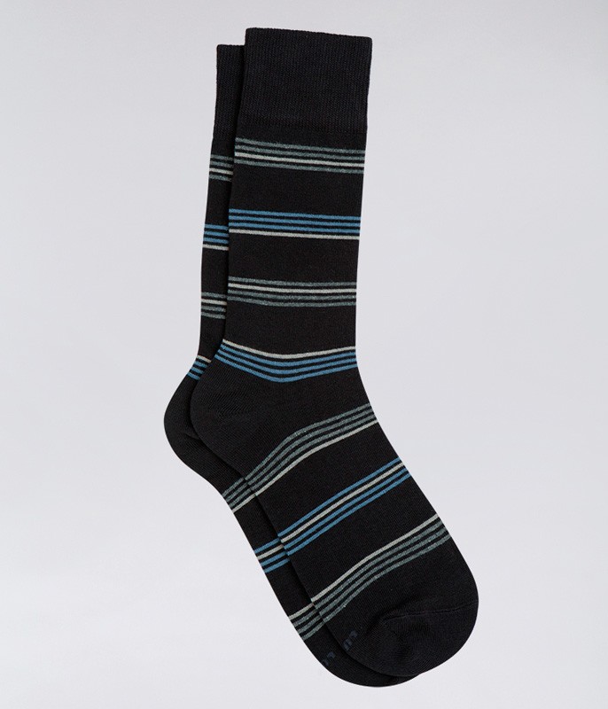 Meia Cano Longo Listrada Lupo Liberty (01212-013) Algodão - Preto ...